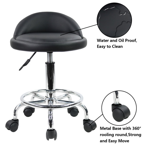 Inbox Zero Backed Adjustable Height Ergonomic Lab Stool with Footring Wheels & Reviews | Wayfair
